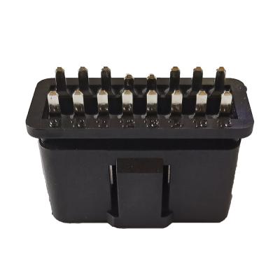 China 12V J1962 16-Pin OBD II Male Connector Socket with PA66/Brass Construction for Automotive Diagnostics for sale