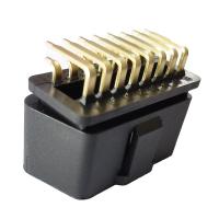 China 16-Pin 24V OBD2 PCB Mounted Right Angle Male Connector - Gold Plated PA66/Brass Automotive Diagnostic Port for sale