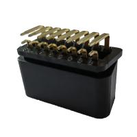 China 16-Pin 24V OBD2 PCB Mounted Right Angle Male Connector - Gold Plated PA66/Brass Automotive Diagnostic Port for sale