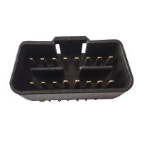 China 16-Pin 24V OBD2 PCB Mounted Right Angle Male Connector - Gold Plated PA66/Brass Automotive Diagnostic Port for sale
