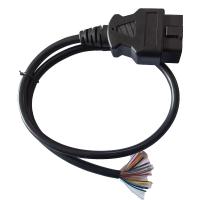 China 16-Pin OBD2 Diagnostic Extension Cable with Open Wire End - 60cm PA66 Insulated with Brass Terminals for sale