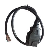 China 16-Pin OBD2 Diagnostic Extension Cable with Open Wire End - 60cm PA66 Insulated with Brass Terminals for sale