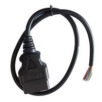China 16-Pin OBD2 Diagnostic Extension Cable with Open Wire End - 60cm PA66 Insulated with Brass Terminals for sale