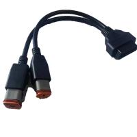 China Harley Motorcycle OBD2 Y Cable - Female to 4PIN & 6PIN Connectors, 30cm Length, Custom Pin Assignment for sale