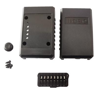 China OBDII 16-Pin Diagnostic Cable Connector with Outlet Hole - Black PA66/Brass/ABS/PVC Construction for All Vehicle Models for sale