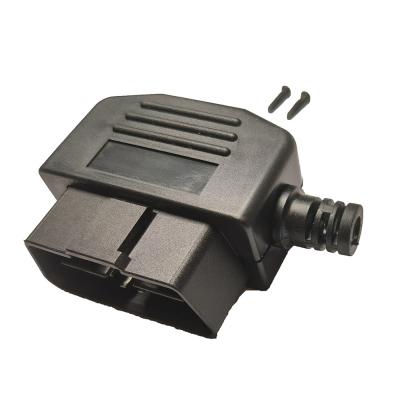 China 16-Pin OBD2 Male Plug with Gold-Plated Connector and Half-Moon Housing for Universal Automotive Diagnostics for sale