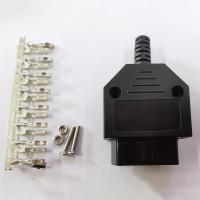 China 16 Pin OBD2 Female Connector with Lock - Universal Automotive Diagnostic Housing in Black PA66/Brass/ABS/PVC for sale