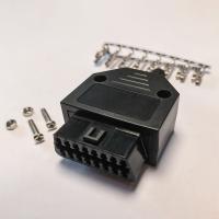 China 16 Pin OBD2 Female Connector with Lock - Universal Automotive Diagnostic Housing in Black PA66/Brass/ABS/PVC for sale