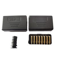 China OBD2 16 Pin Bent Pin Gold Plated Male Connector Diagnostic Plug Housing Black for sale