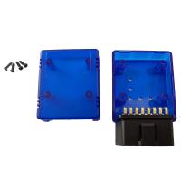 China Gold Plated Bent Pin Male OBDII Connector OBD2 16Pin with Housing Transparent Blue for sale