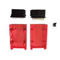 China Red OBDII J1962 16 Pin Gold Plated Bent Pin Male Connector Plug with Assembled Female for sale