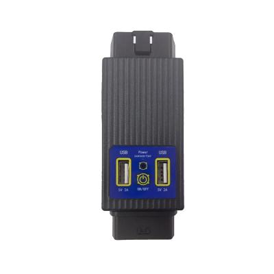 China OBD2 16 Pin Connector Adapter Housing Power Converter Male to Female with 2 USB Ports for sale