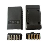China OBD2 Connector Enclosure Black Housing Gold Plated Male Bend Pin Nickel Plated Female 16 Pin for sale
