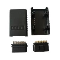 China OBD2 Connector Enclosure Black Housing Gold Plated Male Bend Pin Nickel Plated Female 16 Pin for sale