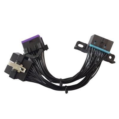 China 16 Pin Male to 2 Female OBD2 Diagnostic Cable 15cm for Volkswagen Vehicles with Custom Pin-Out Options for sale
