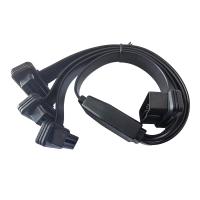 China Flat OBD2 16-Pin 1 Male to 3 Female Diagnostic Cable 50cm - Universal Vehicle Compatibility for sale