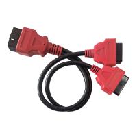 China 30cm Red OBD2 Extension Cable - 16 Pin Male to 2 Female Adapter for Automotive Diagnostics for sale