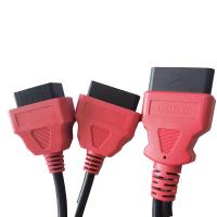 China 30cm Red OBD2 Extension Cable - 16 Pin Male to 2 Female Adapter for Automotive Diagnostics for sale