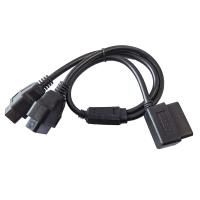 China 16-Pin OBD2 Y-Cable Extension with 1 Male to 2 Female Elbow Connectors, 50cm Length for Automotive Diagnostics for sale