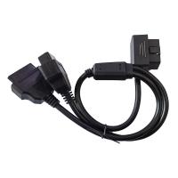 China 16-Pin OBD2 Y-Cable Extension with 1 Male to 2 Female Elbow Connectors, 50cm Length for Automotive Diagnostics for sale