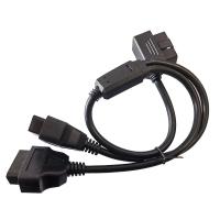 China 16-Pin OBD2 Y-Cable Extension with 1 Male to 2 Female Elbow Connectors, 50cm Length for Automotive Diagnostics for sale