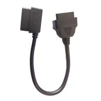 China 30cm Black OBD2 Extension Cable with Round Elbow Design - 16 Pin Male to Female Diagnostic Connector for sale