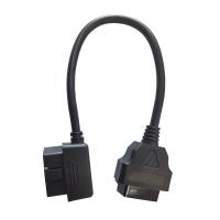 China 30cm Black OBD2 Extension Cable with Round Elbow Design - 16 Pin Male to Female Diagnostic Connector for sale
