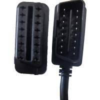 China 30cm Black OBD2 Extension Cable with Round Elbow Design - 16 Pin Male to Female Diagnostic Connector for sale
