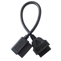China 30cm Black OBD2 Extension Cable with Round Elbow Design - 16 Pin Male to Female Diagnostic Connector for sale