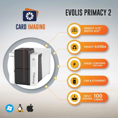 China Evolis Primacy2 Card Printer With 100 Card Feeder And Ribbon for sale