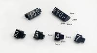 China Black Base White Text 3D Numbers Pentagon Shape Price Tag Cube for Jewelry Display Rack for sale