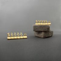 China Gold Mini 3D Metal Retail Price Display Tags For Jewelry price cubes for sale