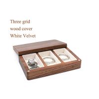 China Three Slots Black Walnut Jewelry Box Organizer For Wedding Rings Necklace Earring for sale