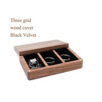 China Three Slots Black Walnut Jewelry Box Organizer For Wedding Rings Necklace Earring for sale