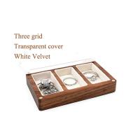 China Three Slots Black Walnut Jewelry Box Organizer For Wedding Rings Necklace Earring for sale