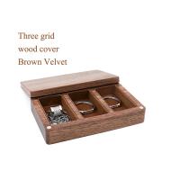 China Three Slots Black Walnut Jewelry Box Organizer For Wedding Rings Necklace Earring for sale