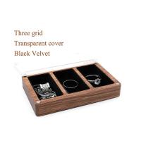 China Three Slots Black Walnut Jewelry Box Organizer For Wedding Rings Necklace Earring for sale