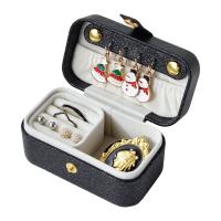 China PU Leather Jewelry Storage Box Organizer For Rings Earrings And Lipstick In Place for sale