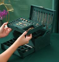 China Travel Leather Jewelry Storage Organizer Box For Luxury Pendant Rings And Earrings for sale