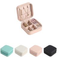 China Square PU Leather Travel Jewelry Box Organizer For Rings Earrings Necklace Storage for sale