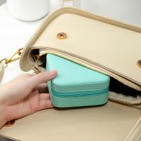 China Square PU Leather Travel Jewelry Box Organizer For Rings Earrings Necklace Storage for sale