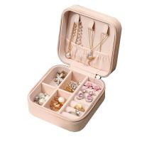 China Square PU Leather Travel Jewelry Box Organizer For Rings Earrings Necklace Storage for sale