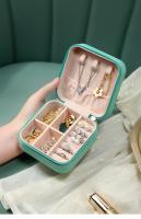 China Square PU Leather Travel Jewelry Box Organizer For Rings Earrings Necklace Storage for sale
