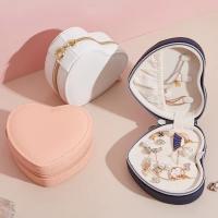 China Stylish Jewelry Box Organizer PU Leather Heart Shaped Jewelry Boxes For Women for sale