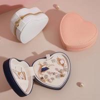 China Stylish Jewelry Box Organizer PU Leather Heart Shaped Jewelry Boxes For Women for sale