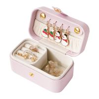 China Portable Pearlescent Mauve Pink Jewelry Organizer Box for Travel Convenience in PU Material for sale