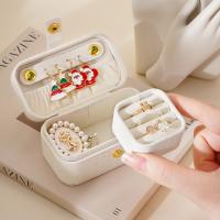 China Pearlescent White Travel Jewelry Organizer Box Small Customizable 9.5*5*5cm for sale