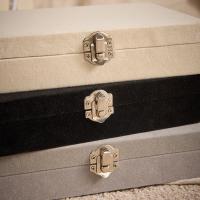 China Buckle Closure Black Velvet Jewelry Storage Box for Organizing and Display for sale