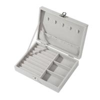 China Jewelry Organizer Display Case Grey Velvet Storage Box With Buckle In White for sale
