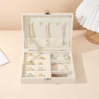China White Velvet Jewelry Storage Box with Buckle , Jewelry Organizer Display Case for sale